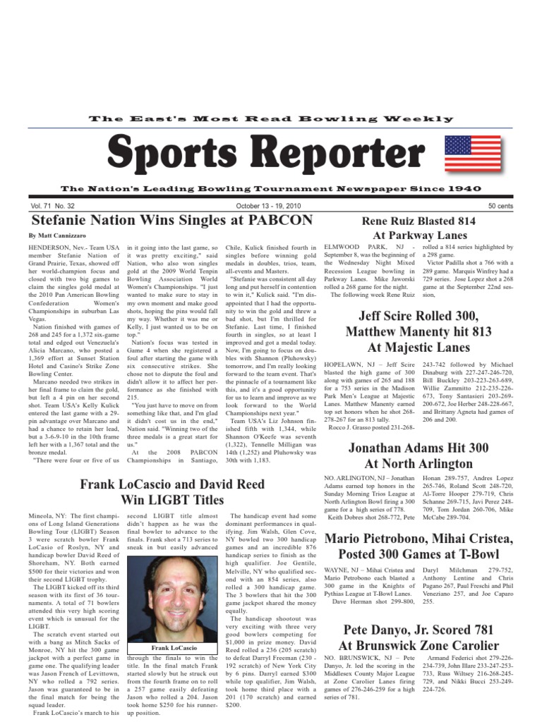 October 13, 2010 Sports Reporter | PDF | Games Of Physical Skill | Sports