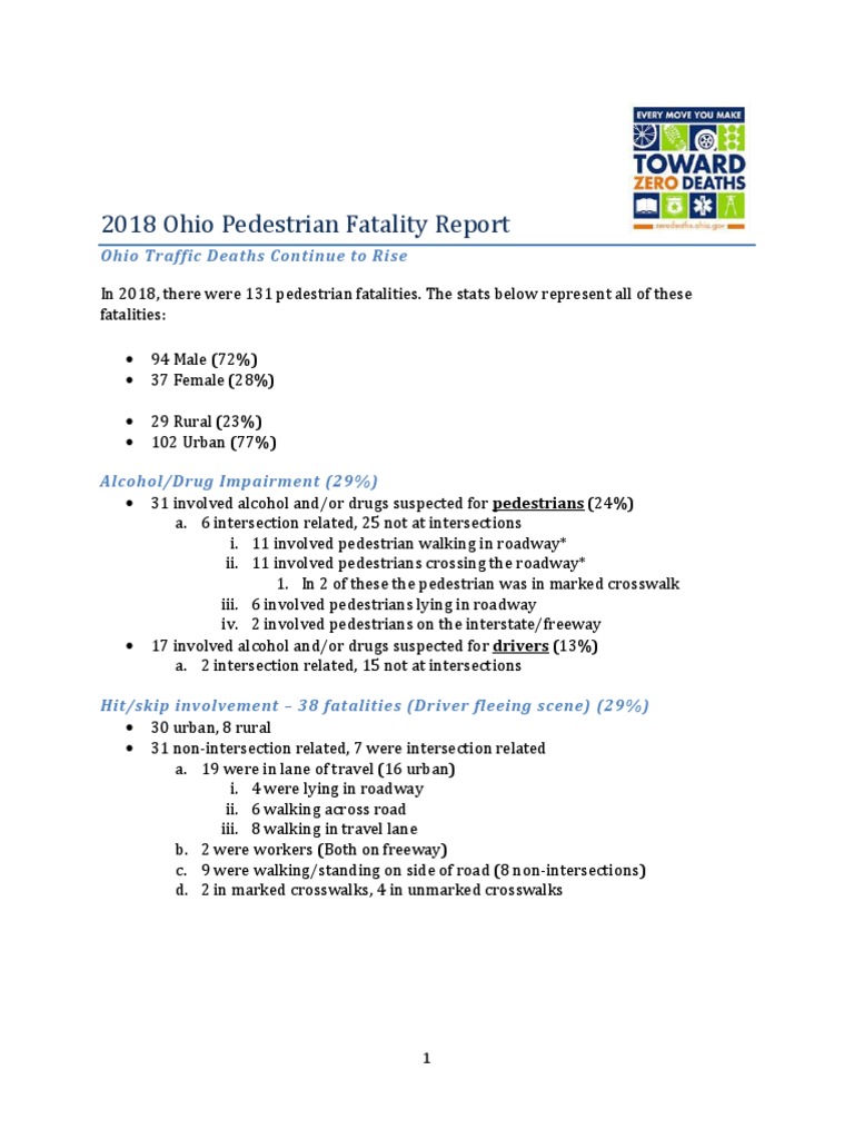 2018 Pedestrian Fatality Report | PDF | Pedestrian Crossing ...