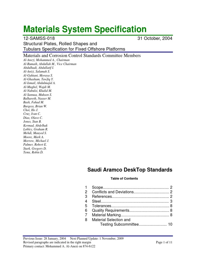 Materials System Specification | PDF | Structural Steel | Pipe (Fluid Conveyance)