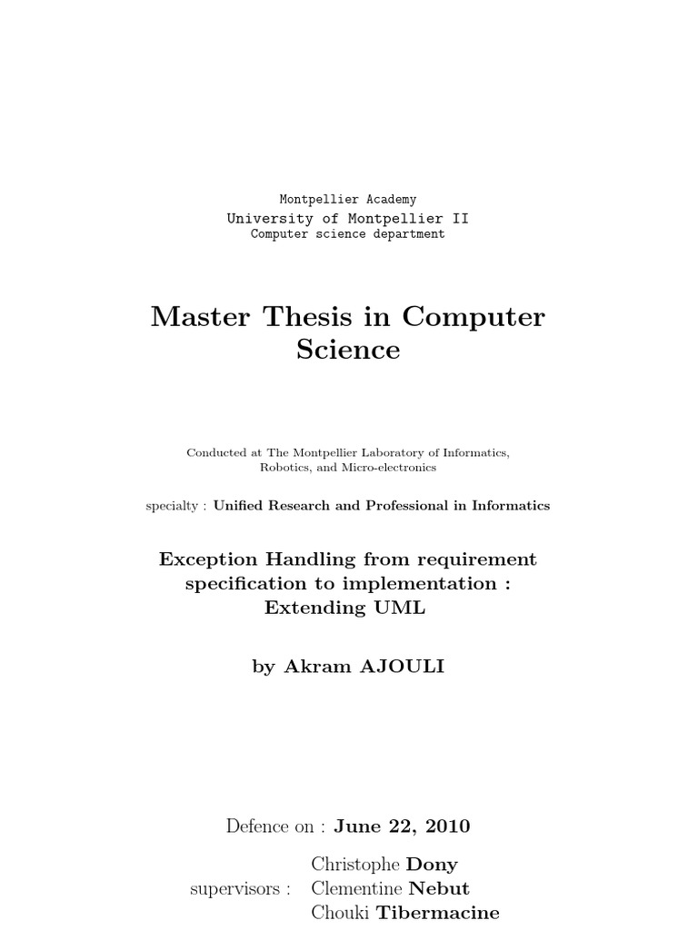 Master Thesis in Computer Science: Exception Handling From Requirement ...