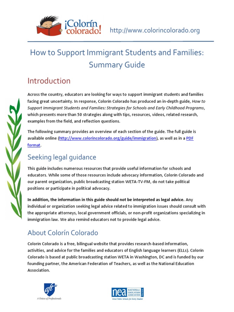 How To Support Immigrant Students and Families: Summary Guide | PDF ...