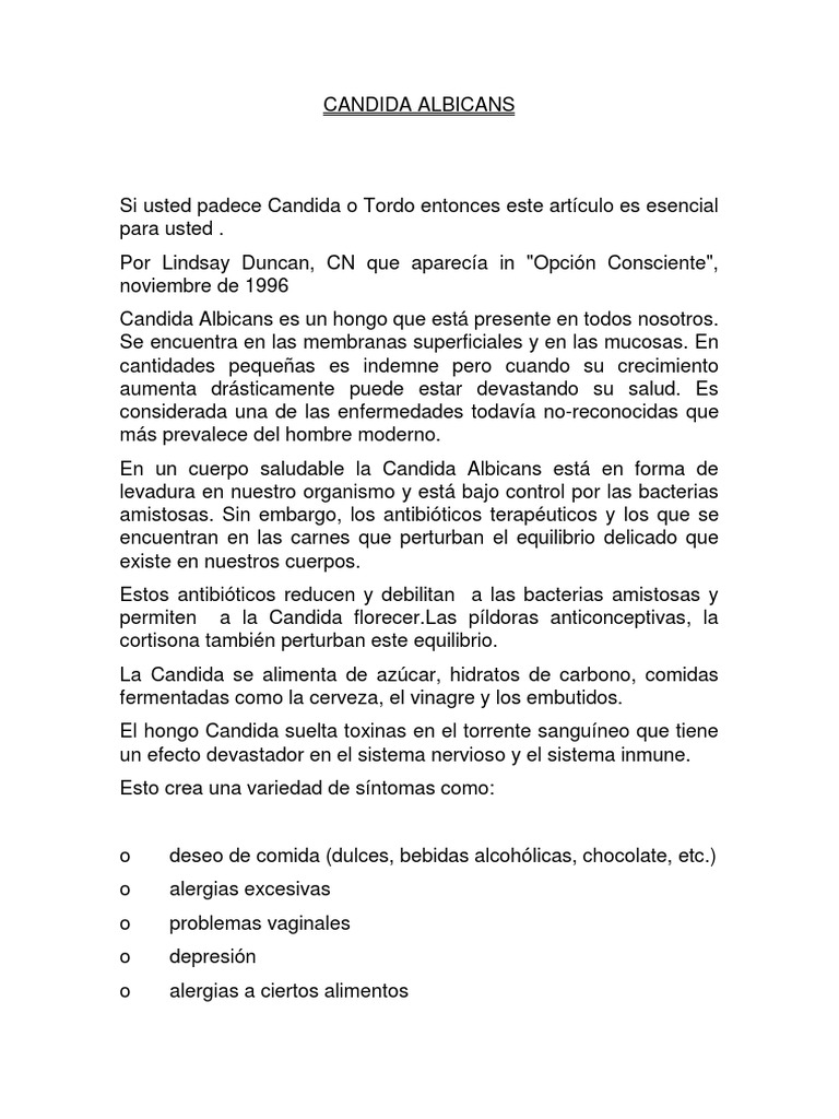 Candidiasis: Síntomas y Causas en Hombres | PDF | Candida (hongo ...