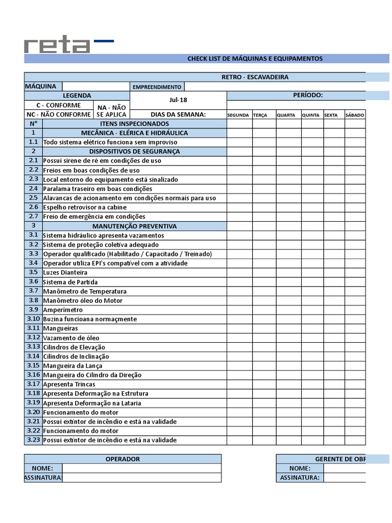 Check-List Retro Escavadera | PDF | Bens manufaturados | Veículos