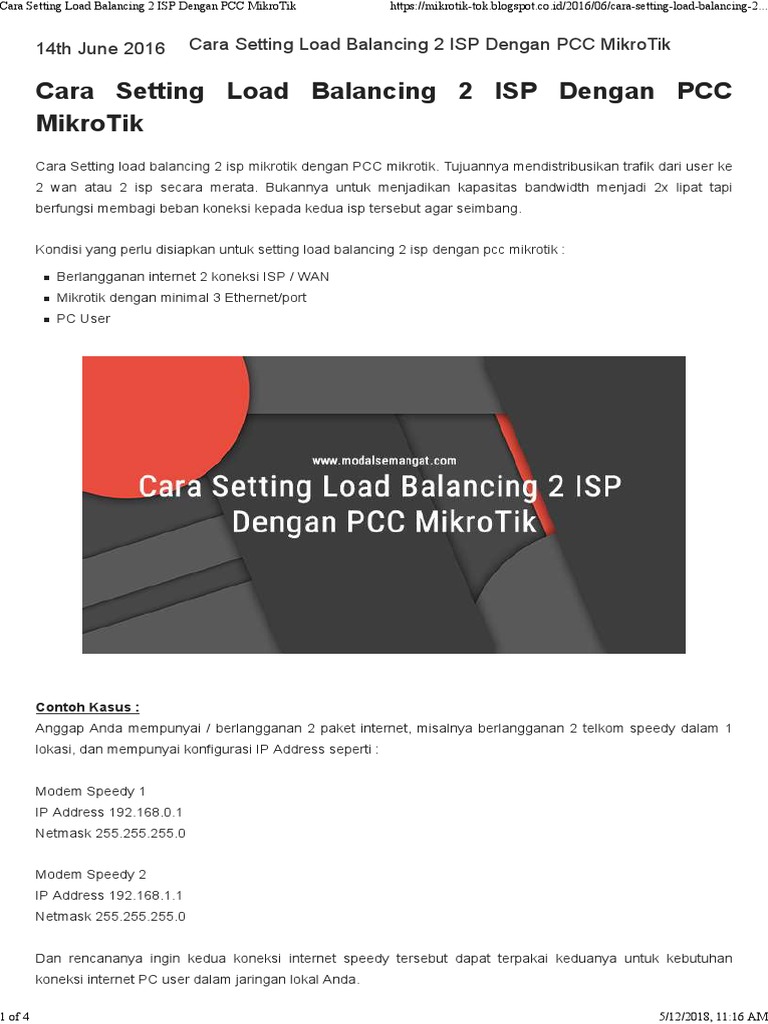 Setting Load Balancing MikroTik | PDF