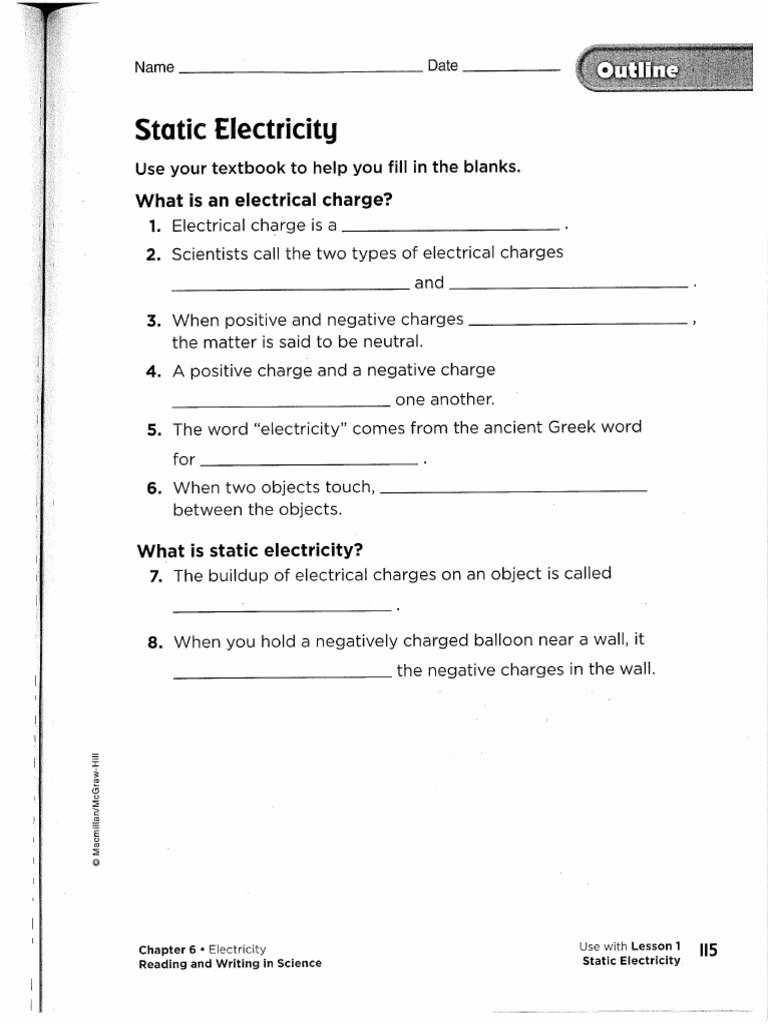 Static Electricity Outline | PDF | Electric Charge | Electricity
