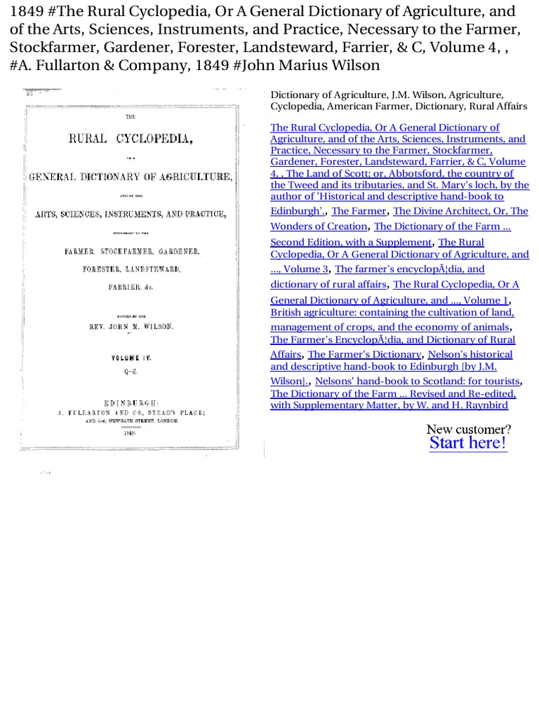 Dictionary of Agriculture, J.M. Wilson, Agriculture, Cyclopedia ...