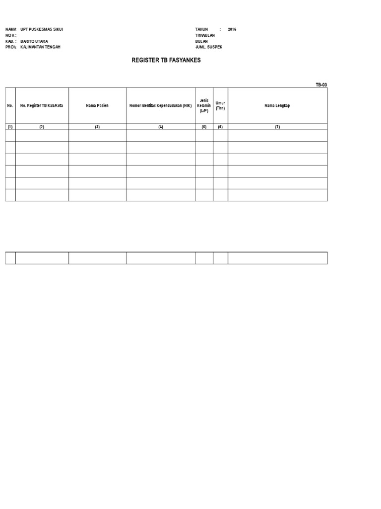 Form TB 03 Register TB | PDF