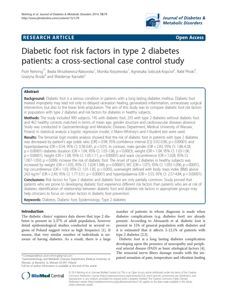 Diabetic Foot Risk Factors in Type 2 Diabetes Patients: A Cross ...