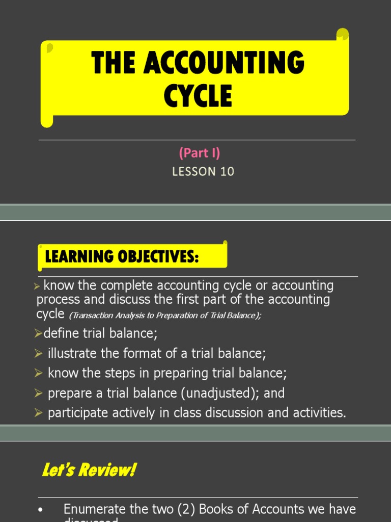 Lesson 11 - The Accounting Cycle | PDF | Debits And Credits | Services ...
