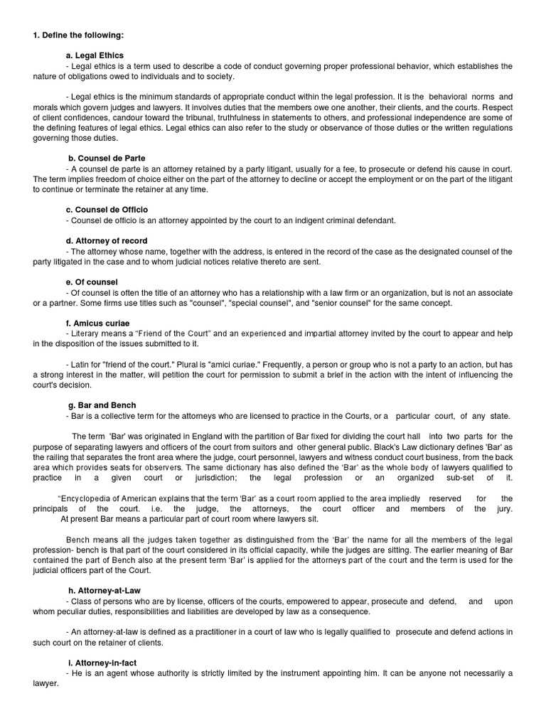 Legal Ethics and Counsel Definitions | PDF | Lawyer | Practice Of Law