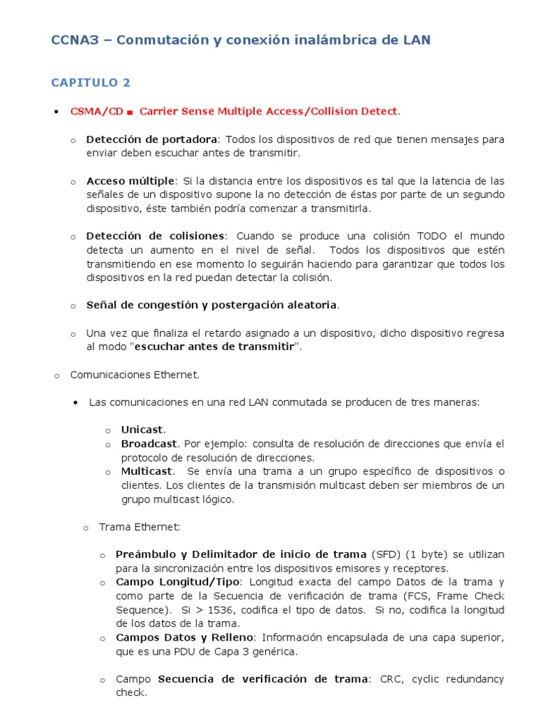 Resumen Capitulo 2 Ccna3 Pdf Conmutador De Red Enrutador
