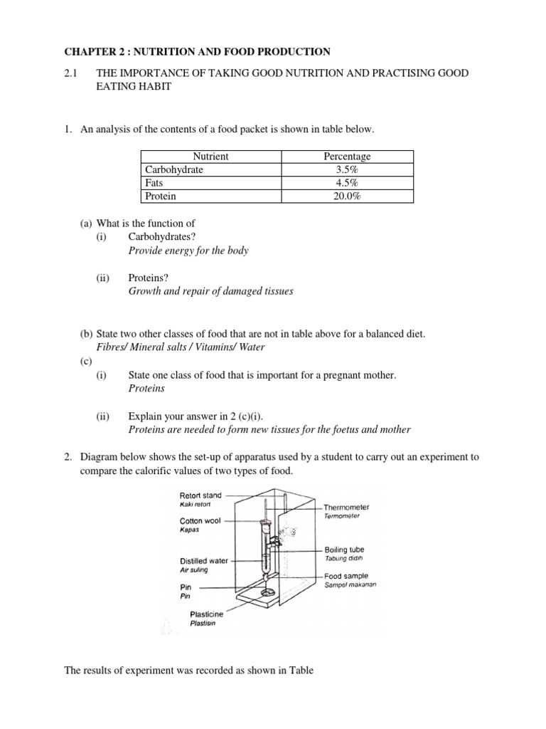 Chapter 2 Science Form 4 Module Answer | PDF | Nutrition | Diet & Nutrition