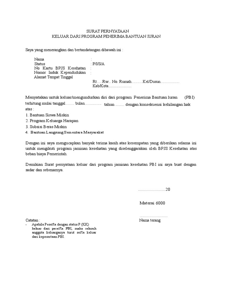 Surat Pengunduran Pbi Apbn 2017 | PDF