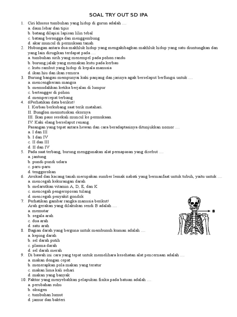 Soal Try Out SD Ipa | PDF