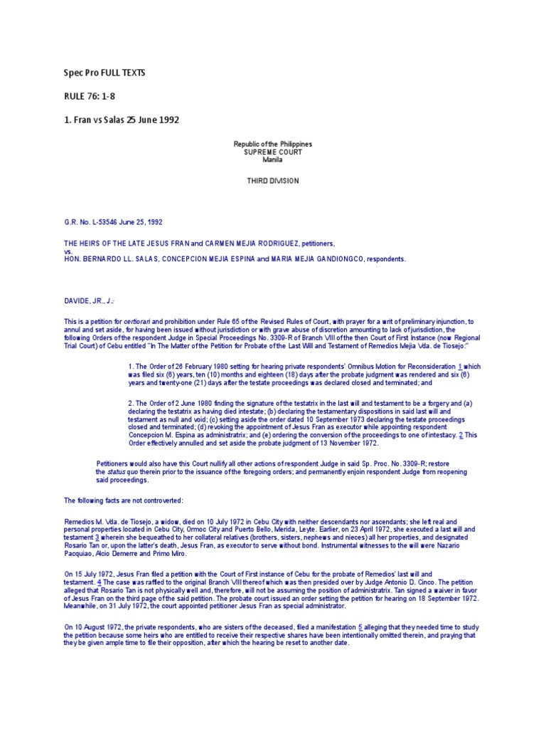 Spec Pro Full Texts 2 | PDF | Will And Testament | Probate