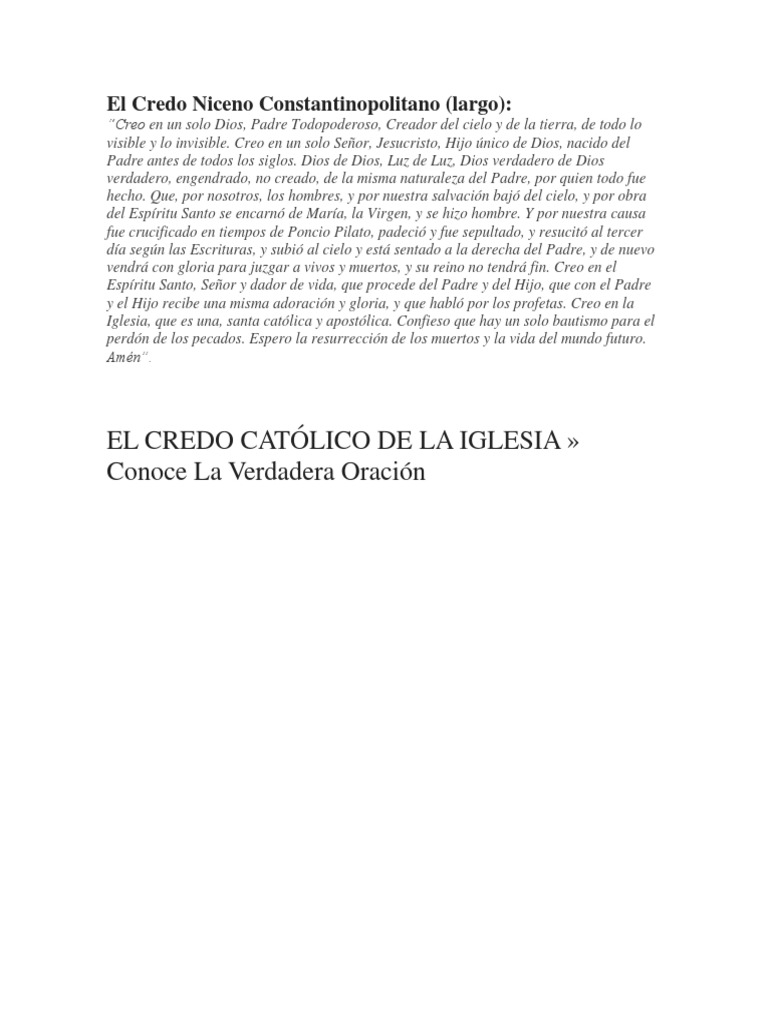 El Credo Niceno Constantinopolitano | PDF | espíritu Santo | María, madre de Jesús