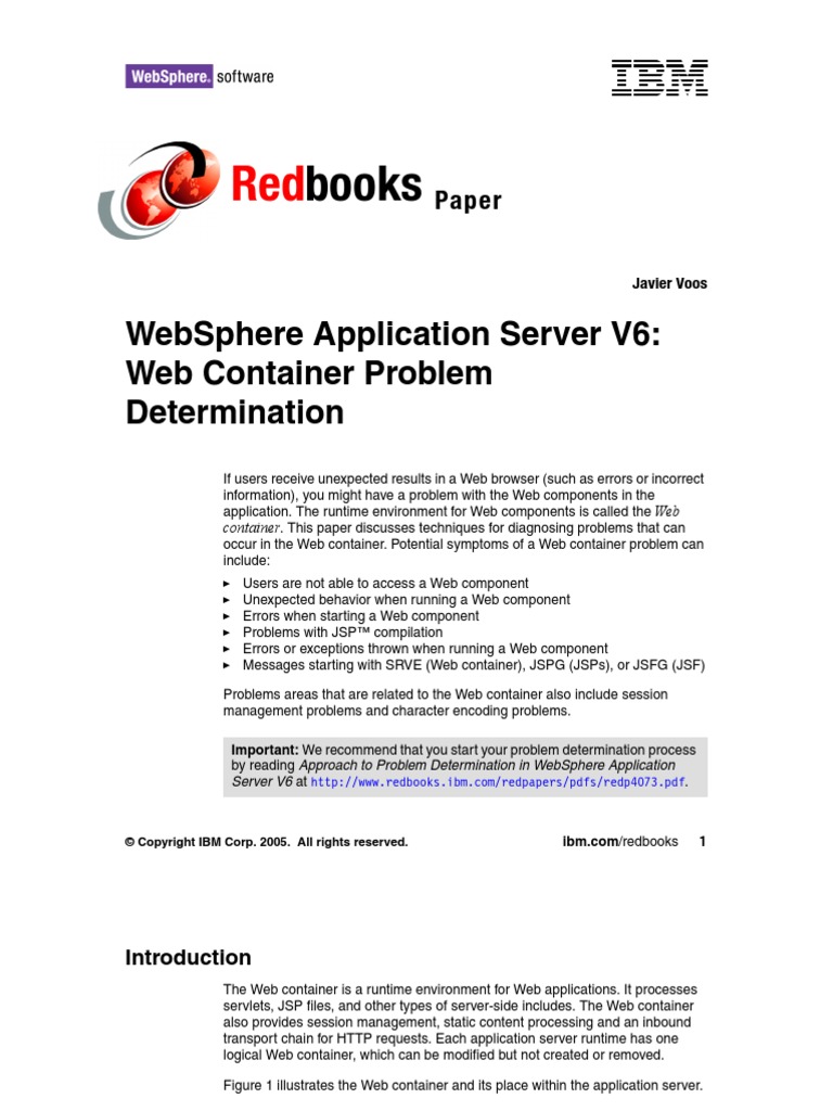 Books: Websphere Application Server V6: Web Container Problem ...