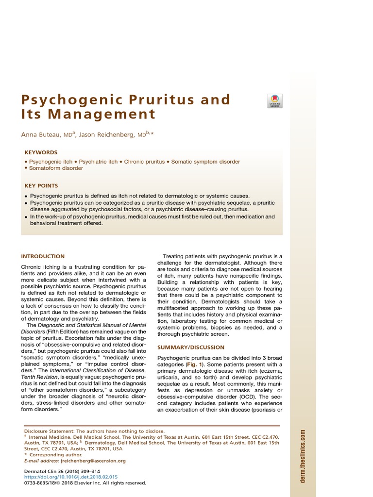 Managing Psychogenic Pruritus: A Multifaceted Approach to Diagnosing ...