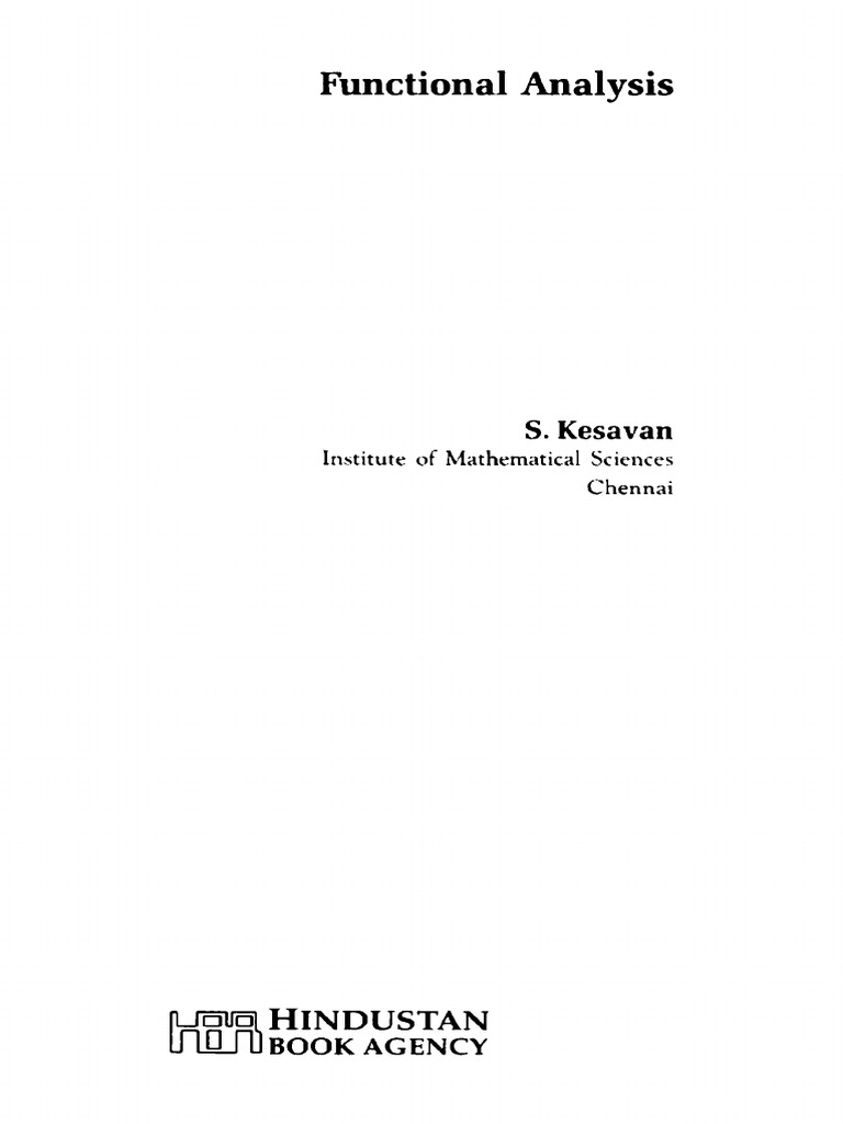 Kesavan S Functional Analysis PDF | PDF