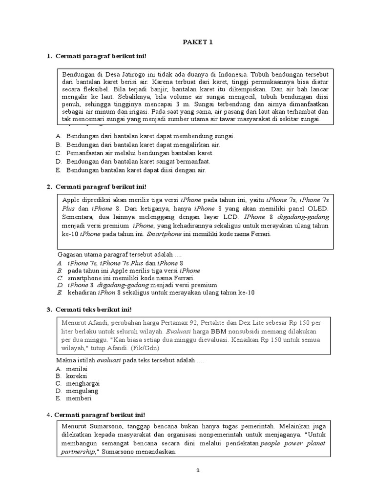 Soal Tryout Bahasa Indonesia | PDF