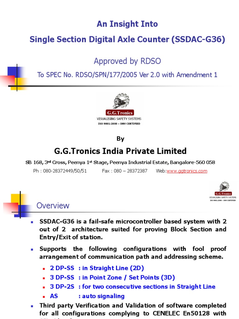 An Insight Into Single Section Digital Axle Counter (SSDAC-G36) | PDF | Power Supply | Relay