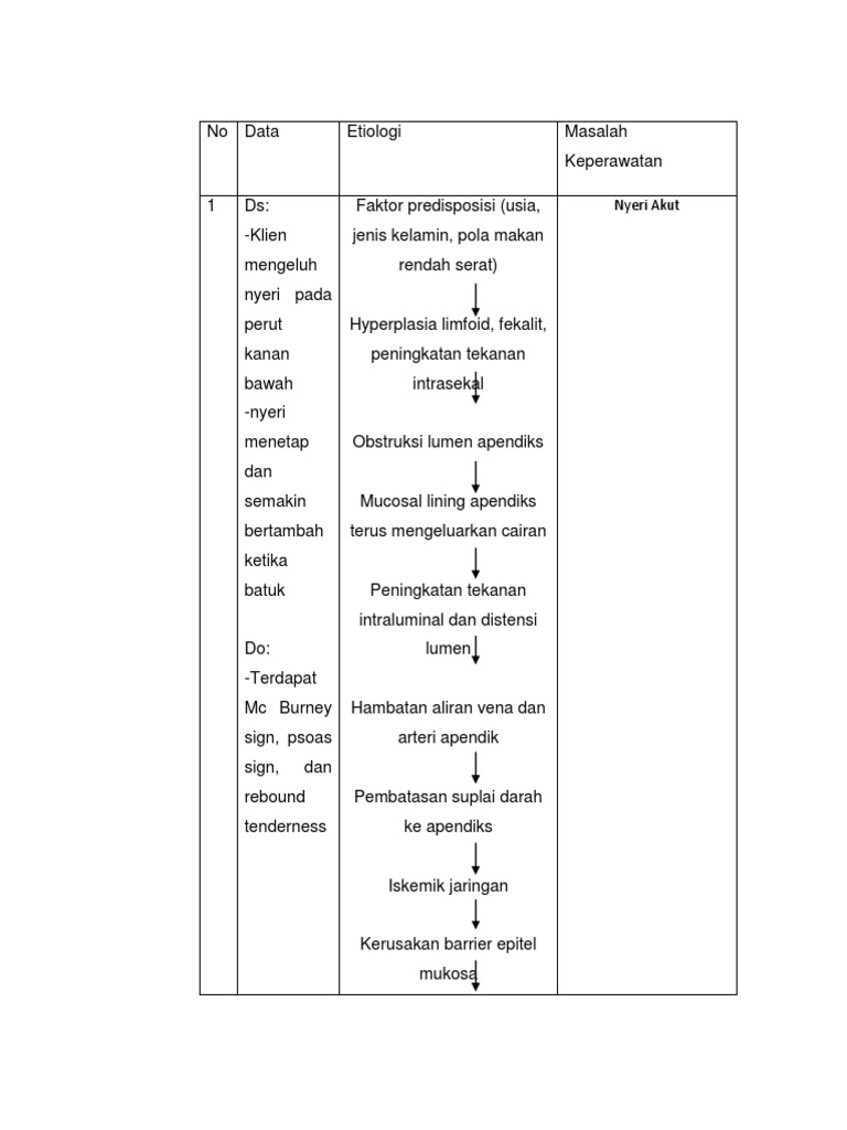 Analisa Data Nyeri Akut Apendisitis PDF