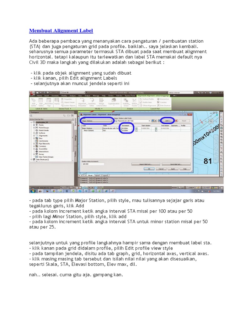 Civil 3D Membuat Alignment Label | PDF