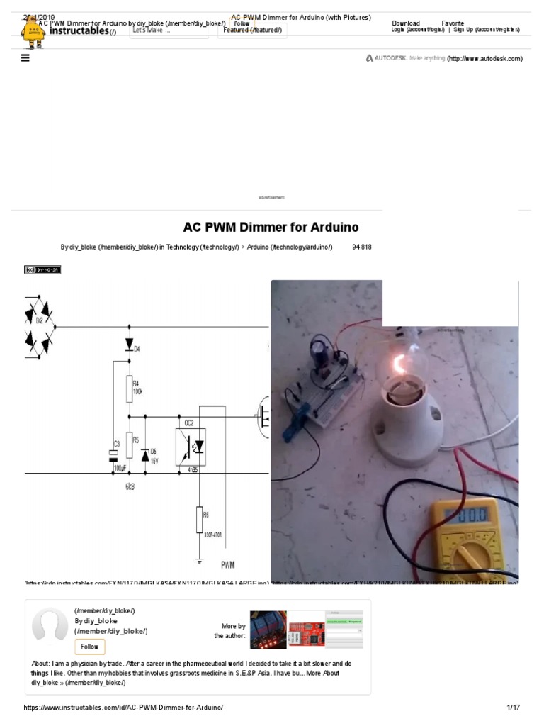 AC PWM Dimmer For Arduino (With Pictures) | PDF | Mosfet | Voltage