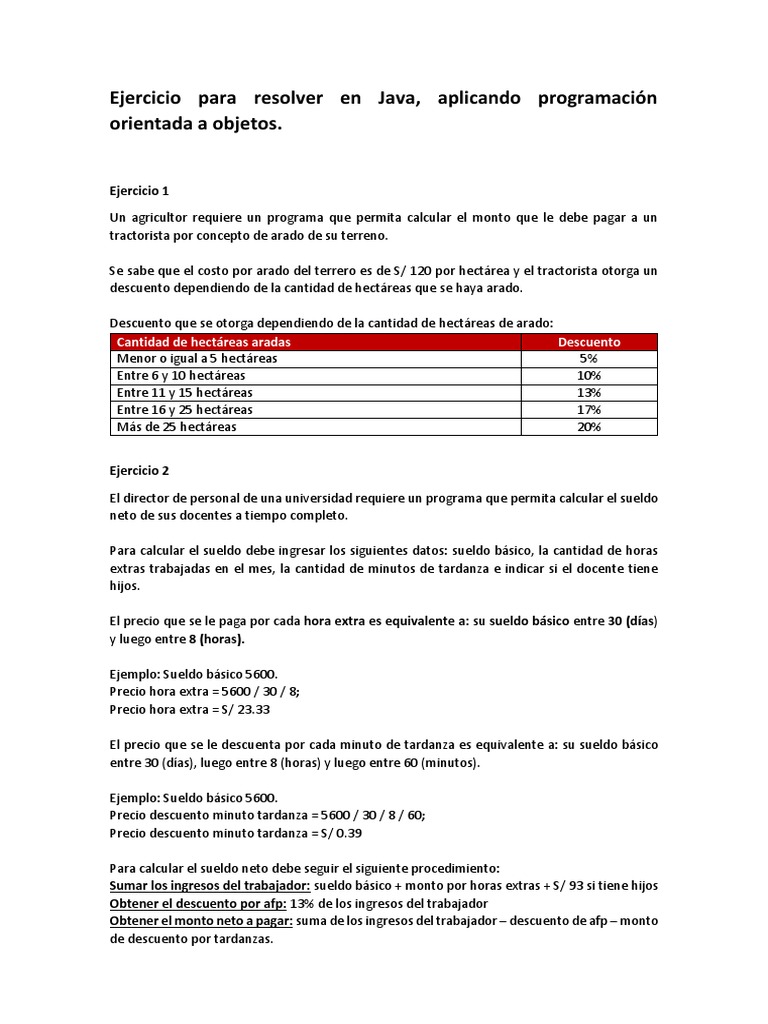 Ejercicio para Resolver en Java | PDF | Precios | Informática y tecnología de la información