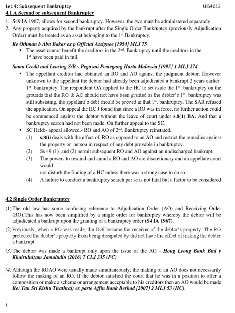 3. Bankruptcy Order | Bankruptcy | Legal Concepts | Free 30-day Trial ...