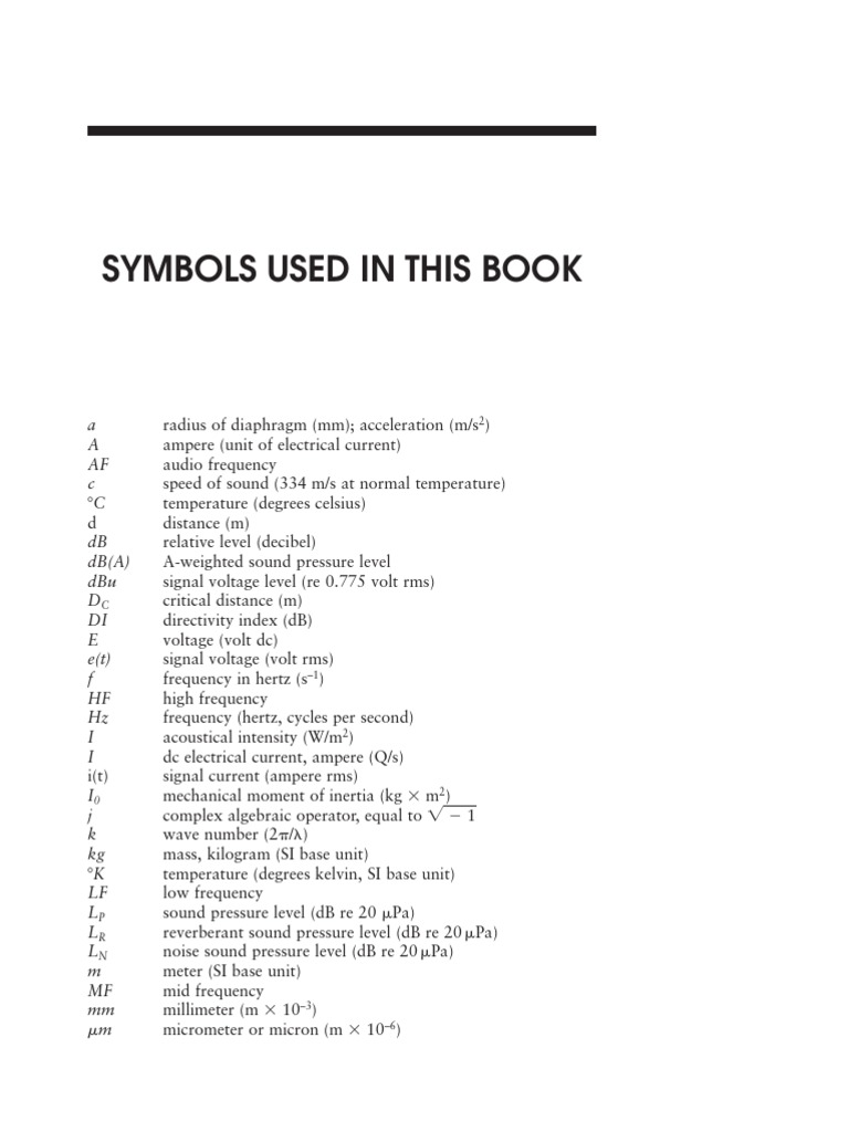 Symbols Used in This Book 2004 The Microphone Book Second Edition | PDF ...