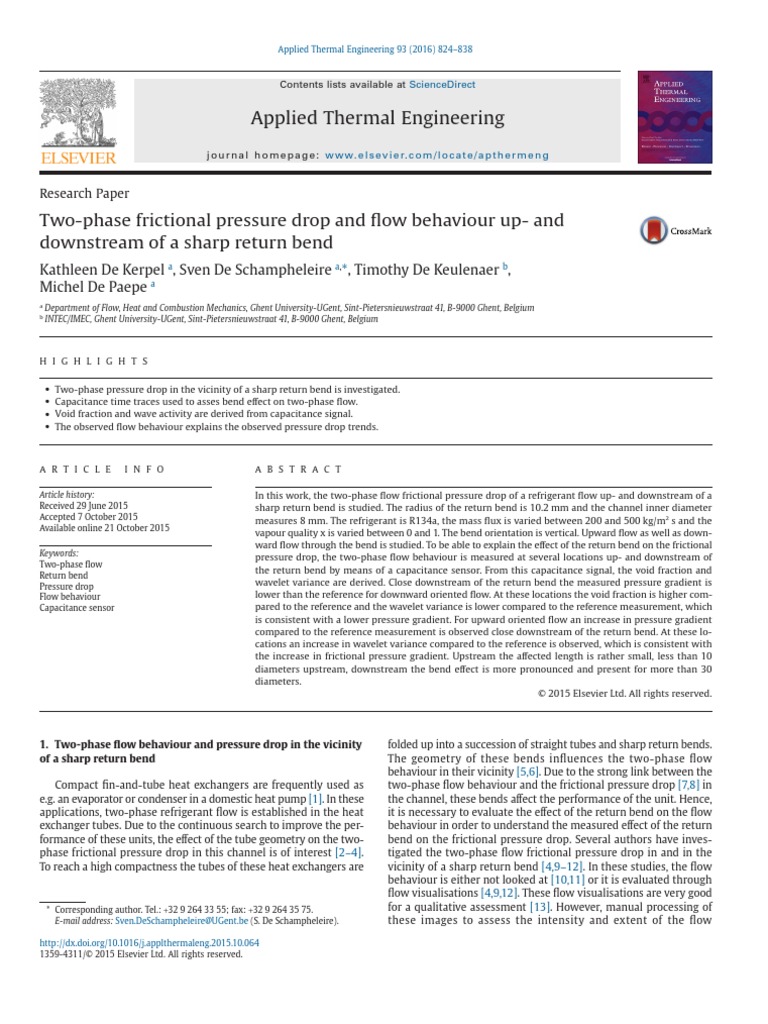 Applied Thermal Engineering: Kathleen de Kerpel, Sven de Schampheleire ...
