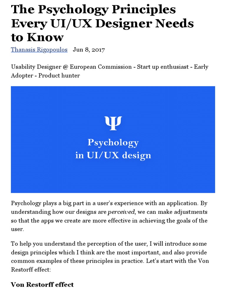 The Psychology Principles Every UI:UX Designer Needs To Know | PDF ...