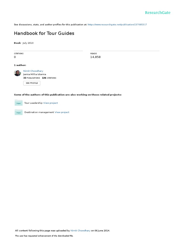 Essential Handbook for Tour Guides | PDF | Tourism | Entrepreneurship
