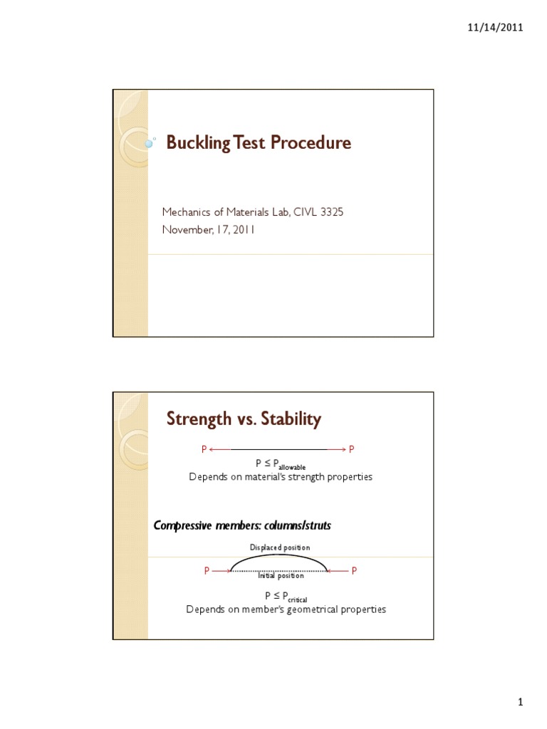 Buckling Test Procedure Buckling Test Procedure: Mechanics of Materials ...