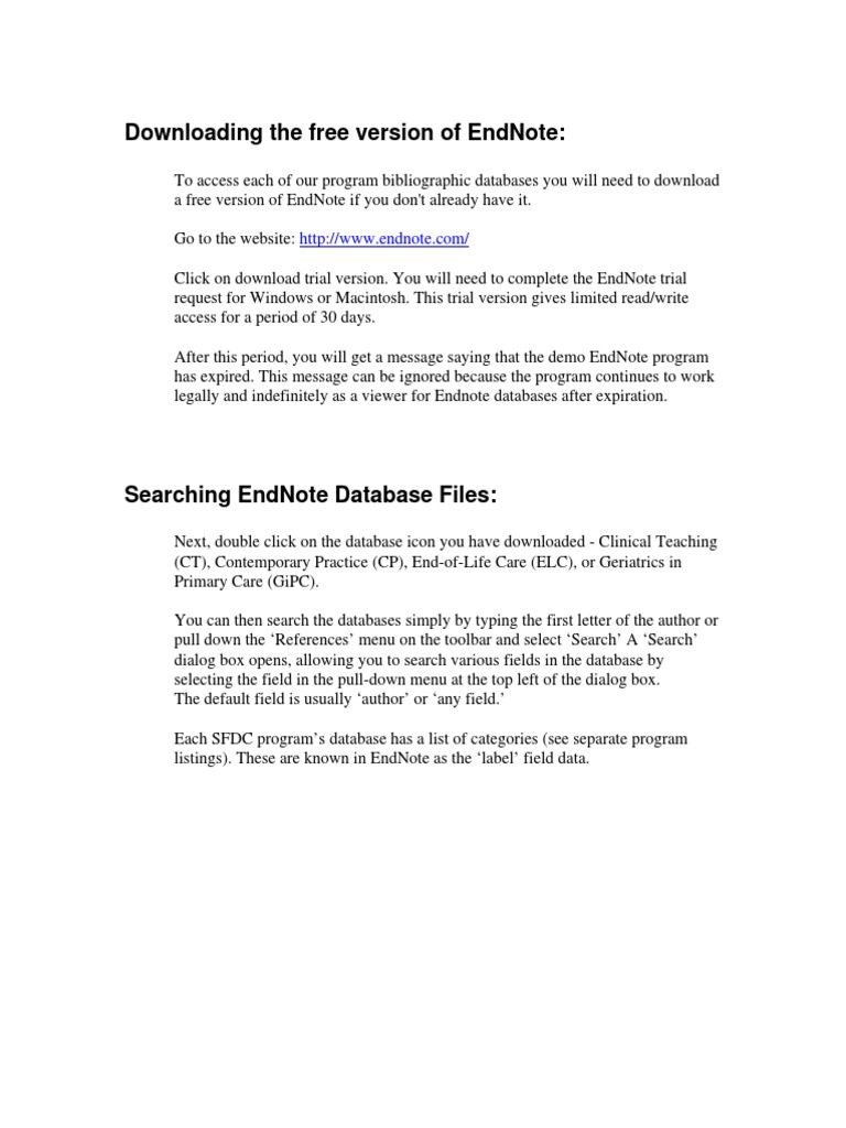 Downloading and Searching EndNote Databases: A Guide to Accessing ...