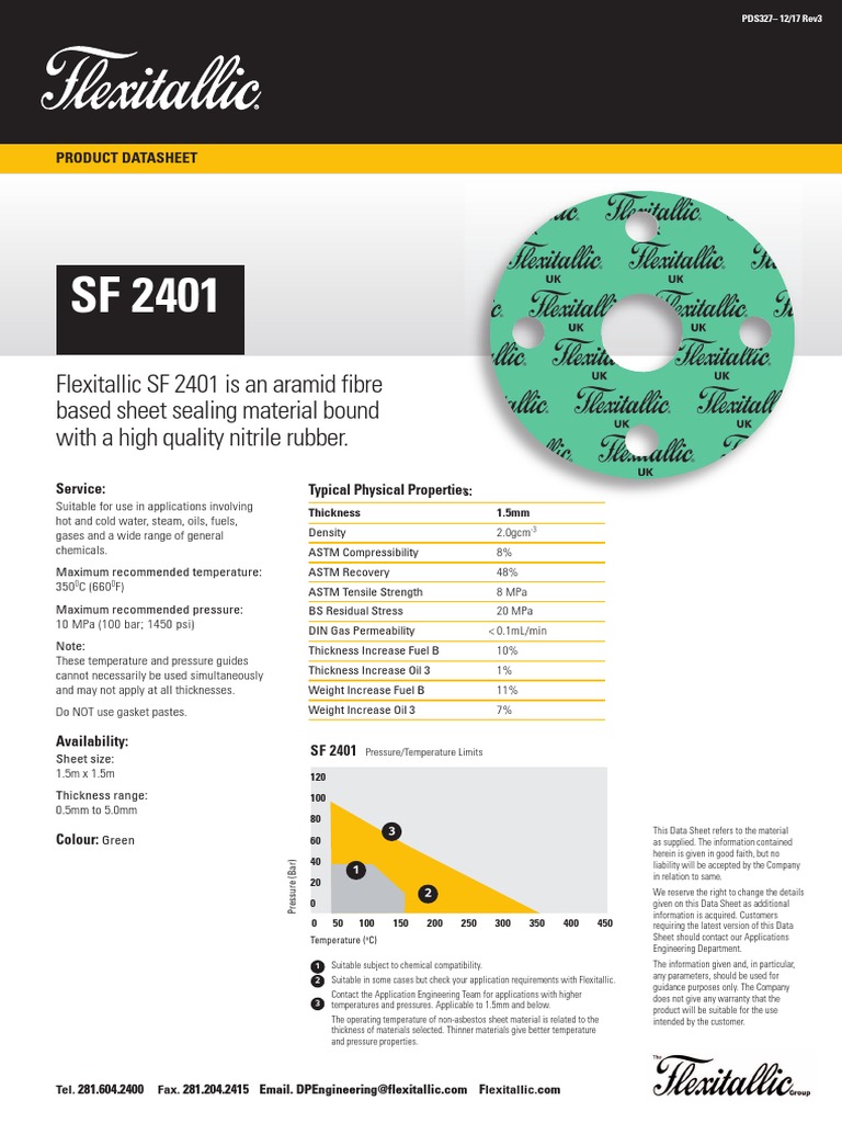 Flexitallic SF 2401 Product Datasheet | PDF | Building Engineering | Chemistry