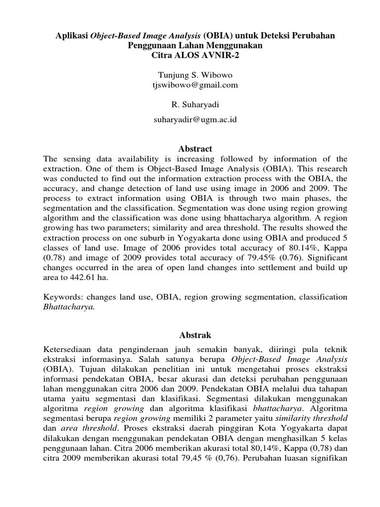 Aplikasi Object-Based Image Analysis (OBIA) Untuk Deteksi Perubahan PDF | PDF