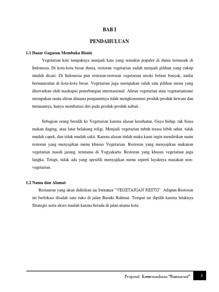 Tugas Proposal Usaha RESTORAN | PDF