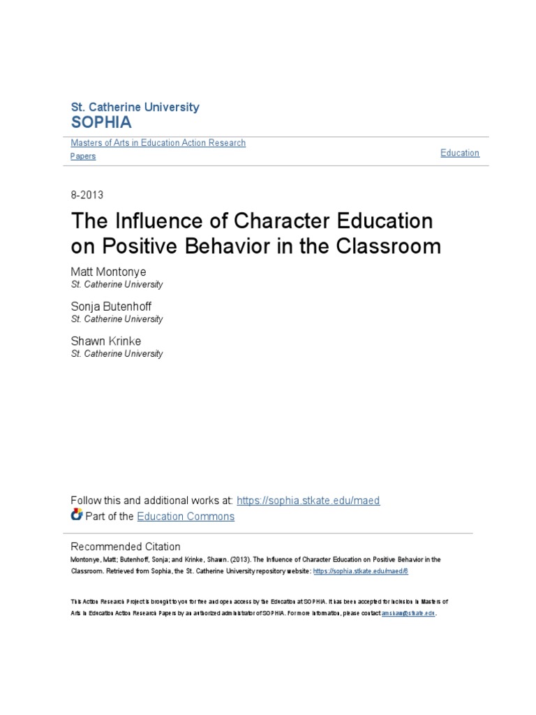 The Influence of Character Education On Positive Behavior in The | PDF ...