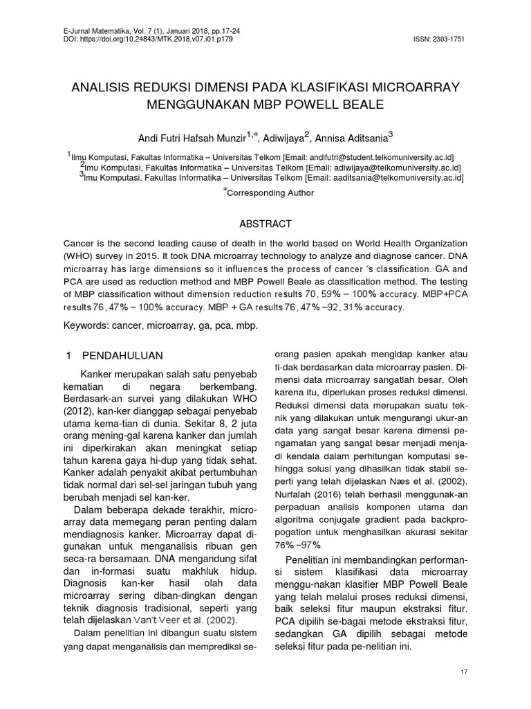 Jurnal Analisis Reduksi Dimensi | PDF