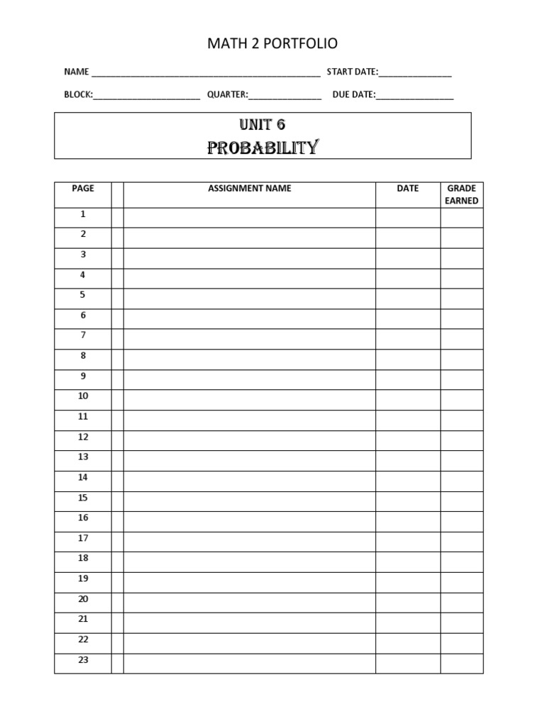 Math 2 Portfolio Unit 6 Blank | PDF