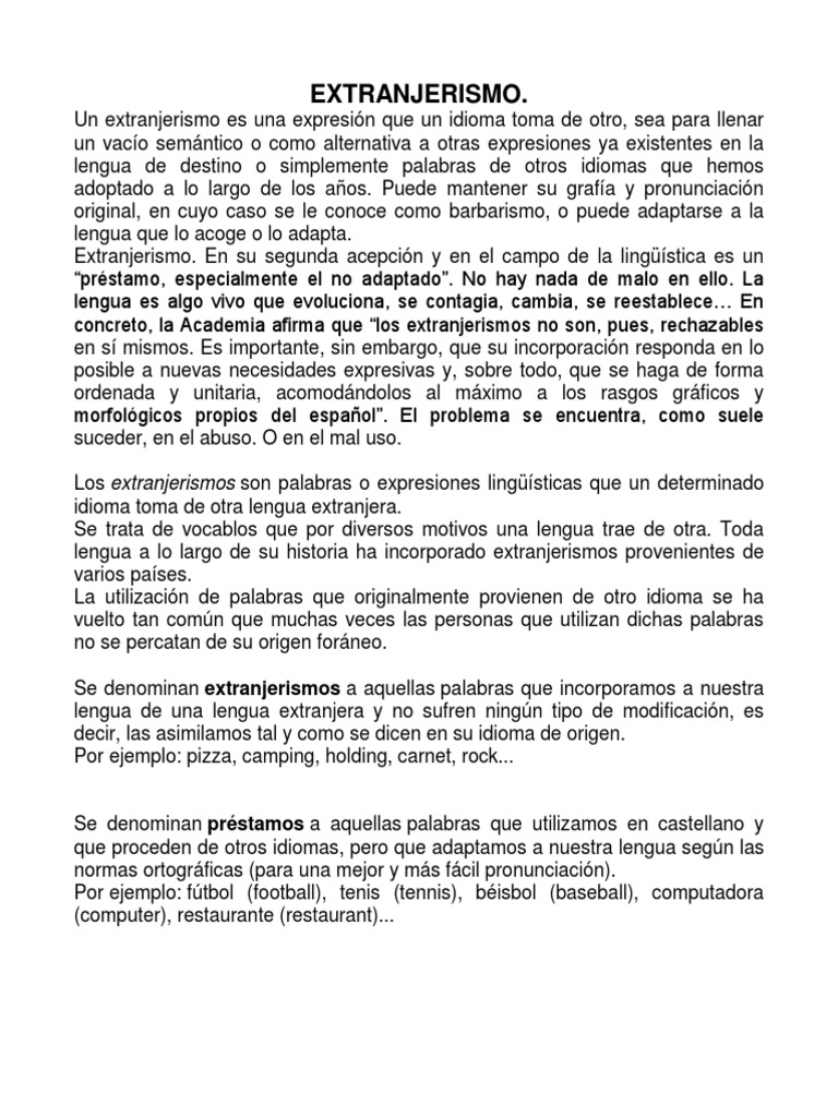 Ejemplos de Extranjerismos en Español | PDF | Lingüística | Restaurante ...