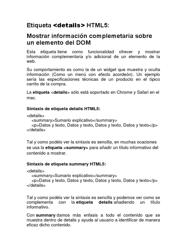 Etiquetas HTML5: details, menu y command | PDF | HTML5 | Software