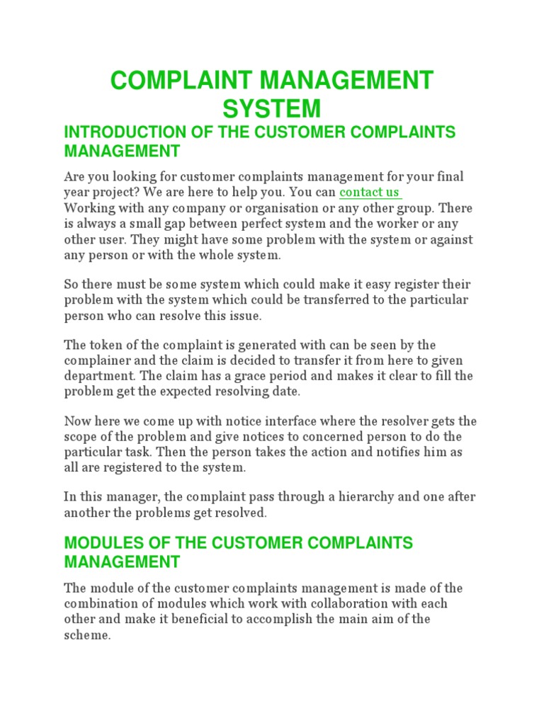 Customer Complaint Management System | PDF | Password | User (Computing)