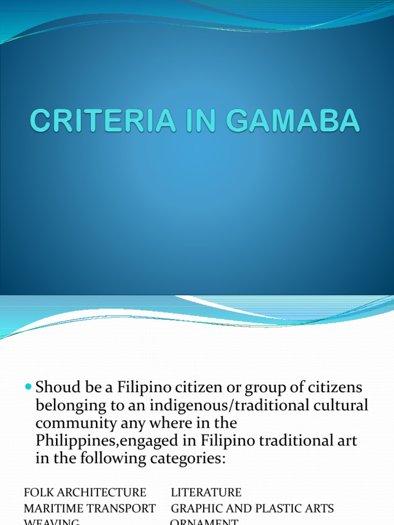 GAMABA Award Criteria and Qualifications | PDF