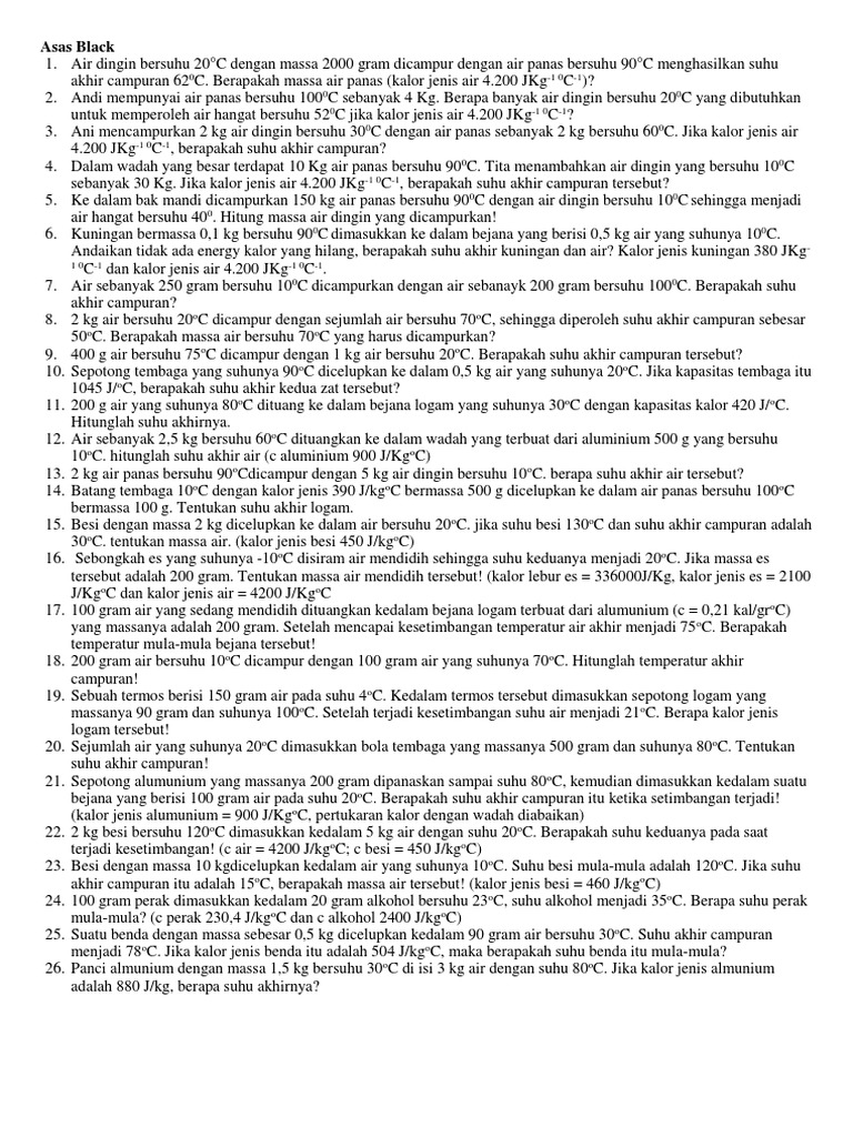 Latihan Soal Fisika Kelas 7 Azas Black | PDF