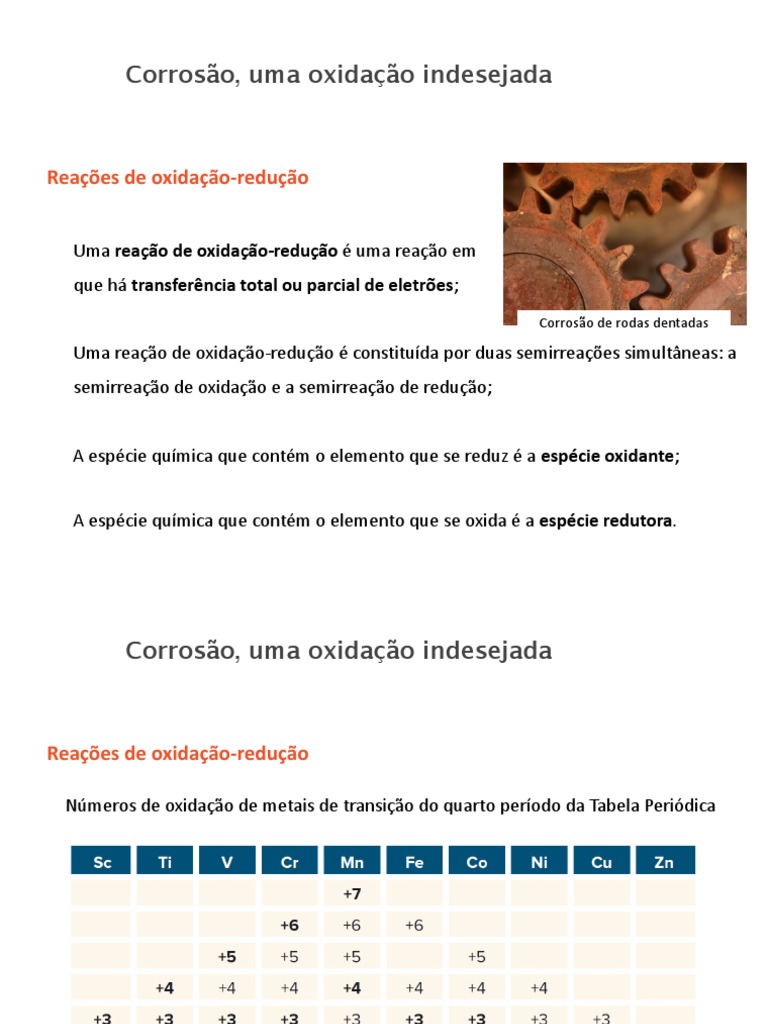 Corrosão, Uma Oxidação Indesejada | PDF | Redox | Reações químicas