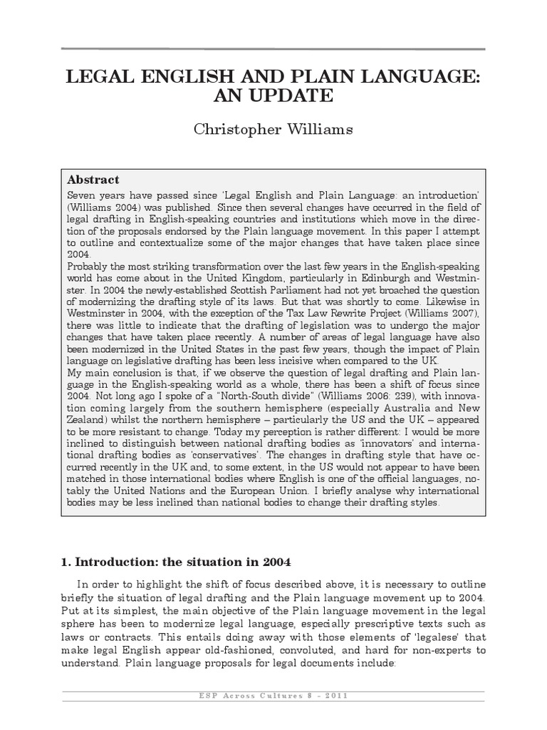 Legal Drafting and Plain Language Update | PDF | Plain Language ...