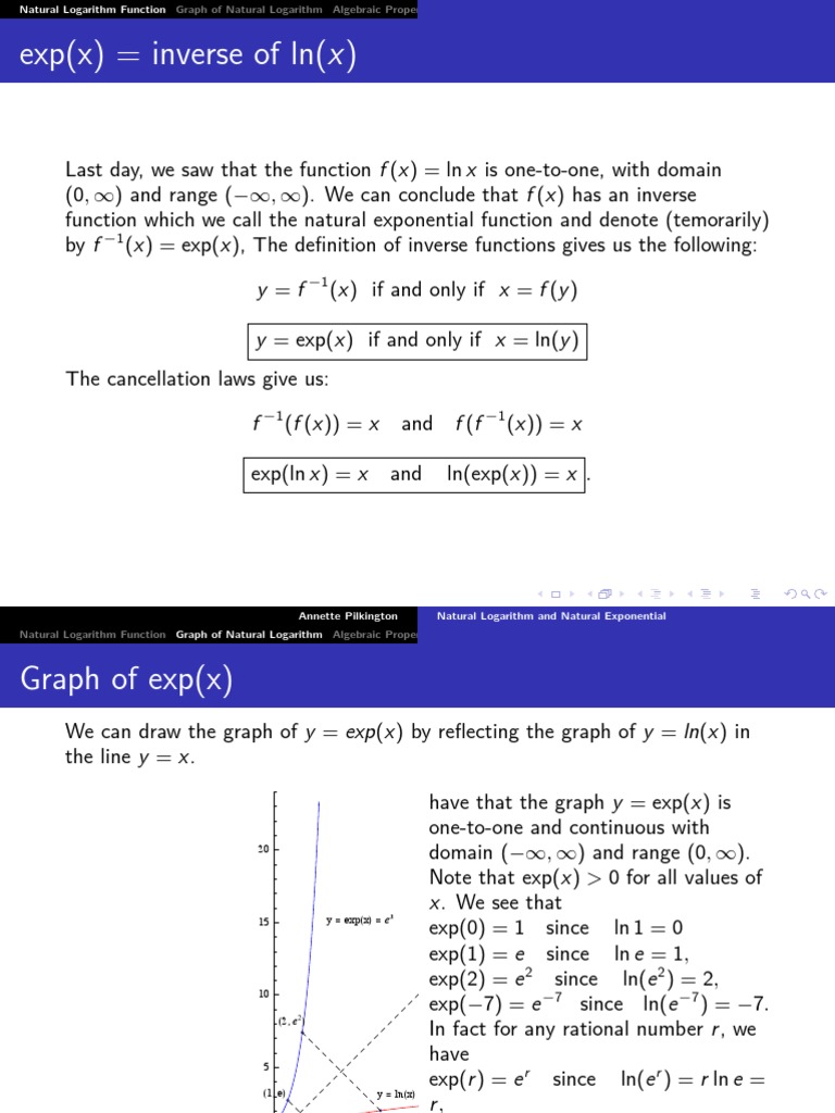 Exp (X) Inverse of LN (X) | PDF | Exponential Function | Logarithm